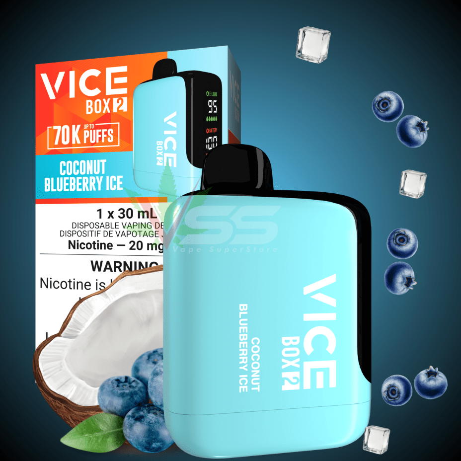 Vape jetable Vice Box 2 70k - Noix de coco et myrtille glacées en ...